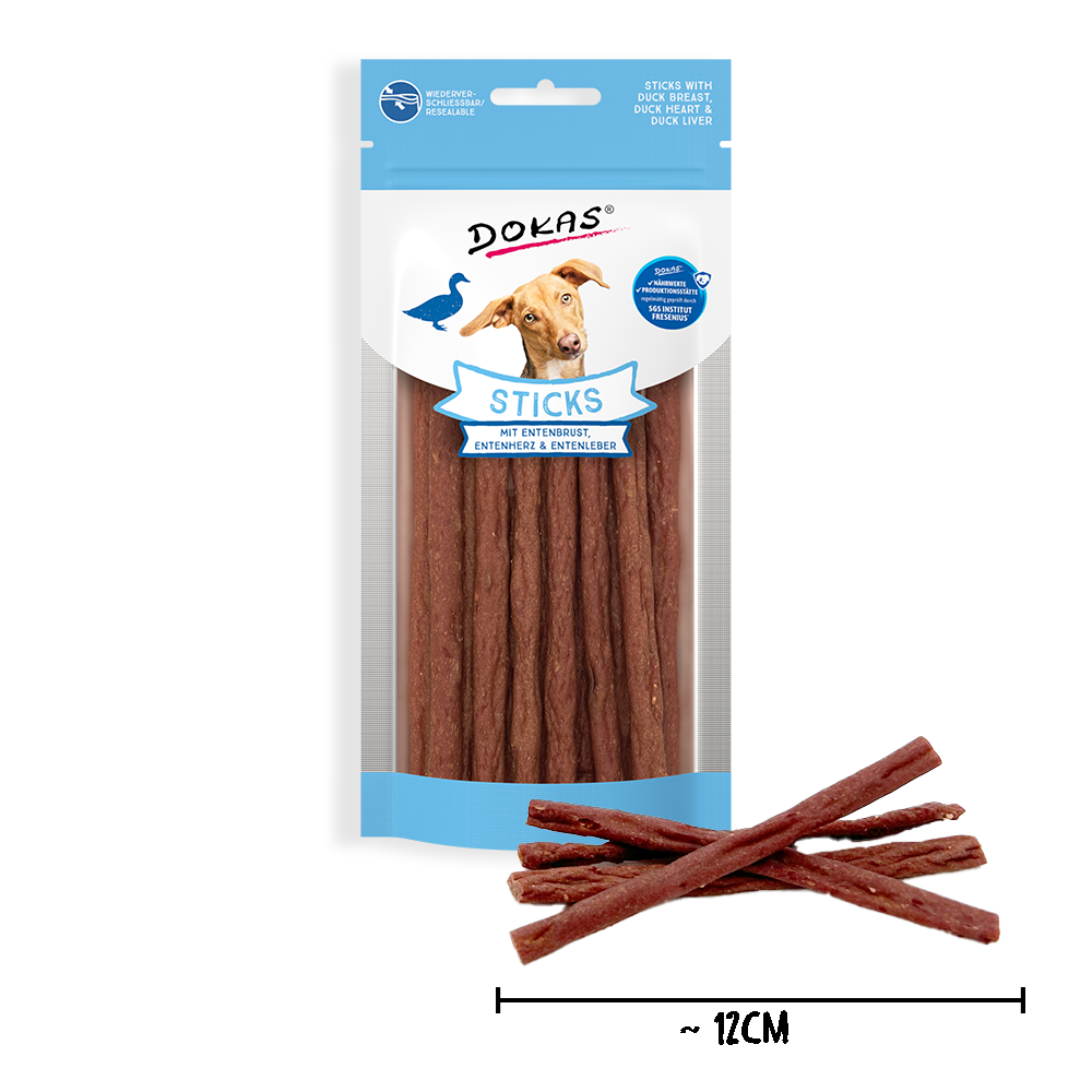 Sticks with duck breast, duck heart and duck liver, 60 g - DOKAS
