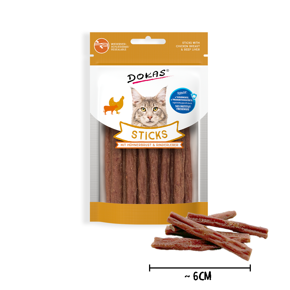 Sticks with chicken breast & beef liver, 30 g - DOKAS